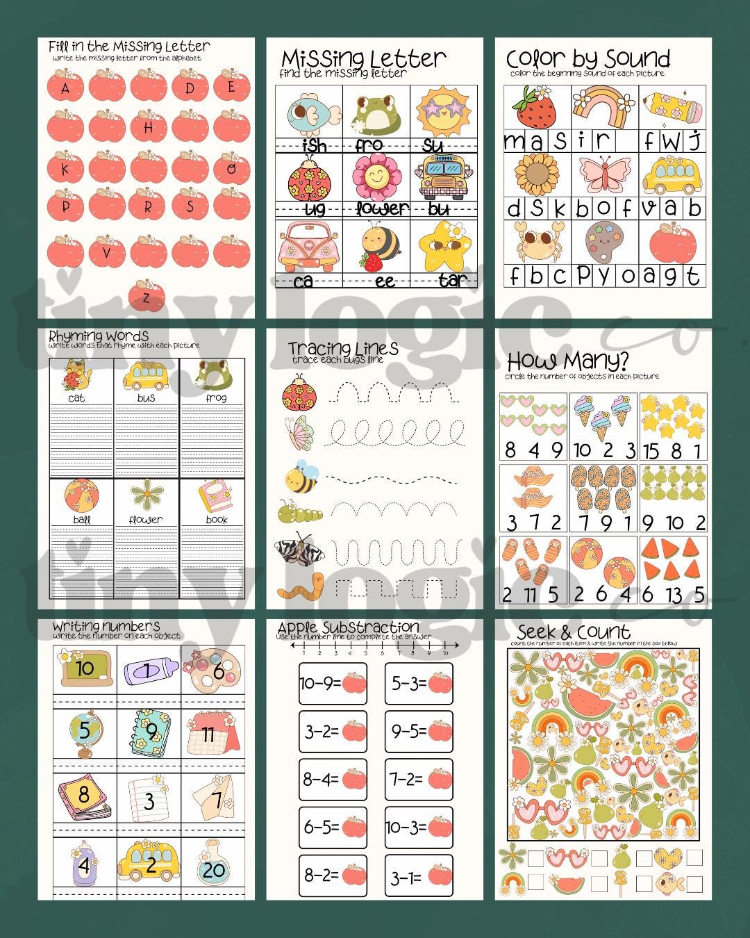 Kindergarten Busy Book : Printable Elementary Worksheets - Etsy