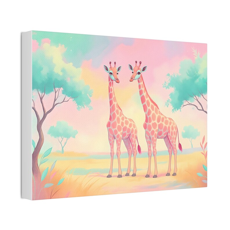 Pastel Giraffe Nursery Wall Art, Soft Safari Animal Print, Soft Giraffe ...