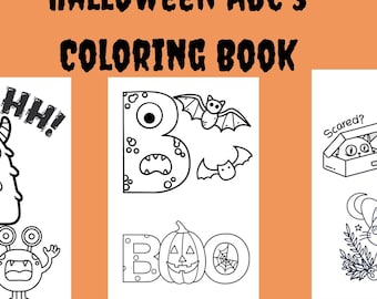 Halloween ABC Coloring Book: Printable Alphabet Learning Activity (PDF ...