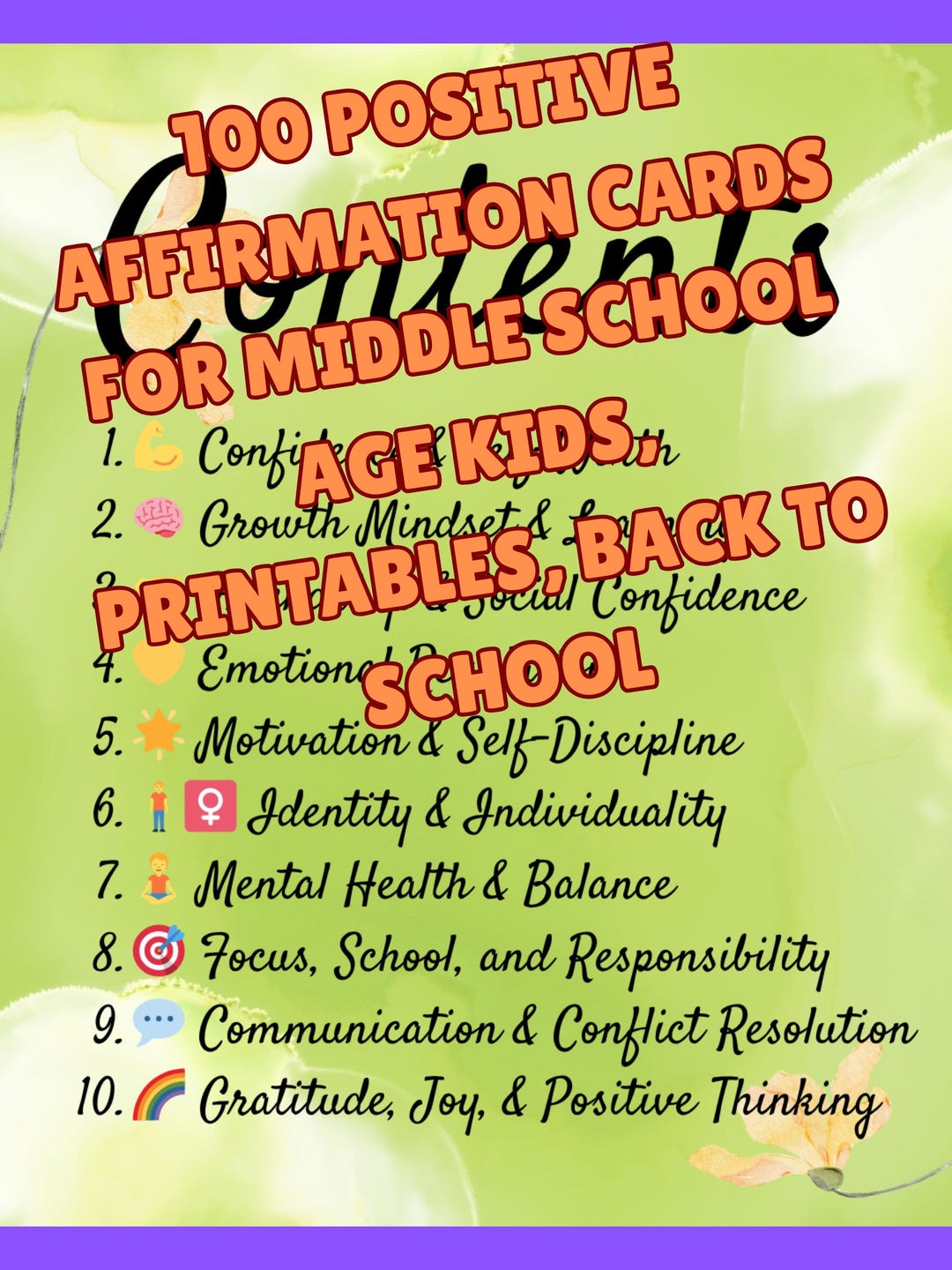 100 Positive Affirmations for Middle School Aged Kids | Back to School ...