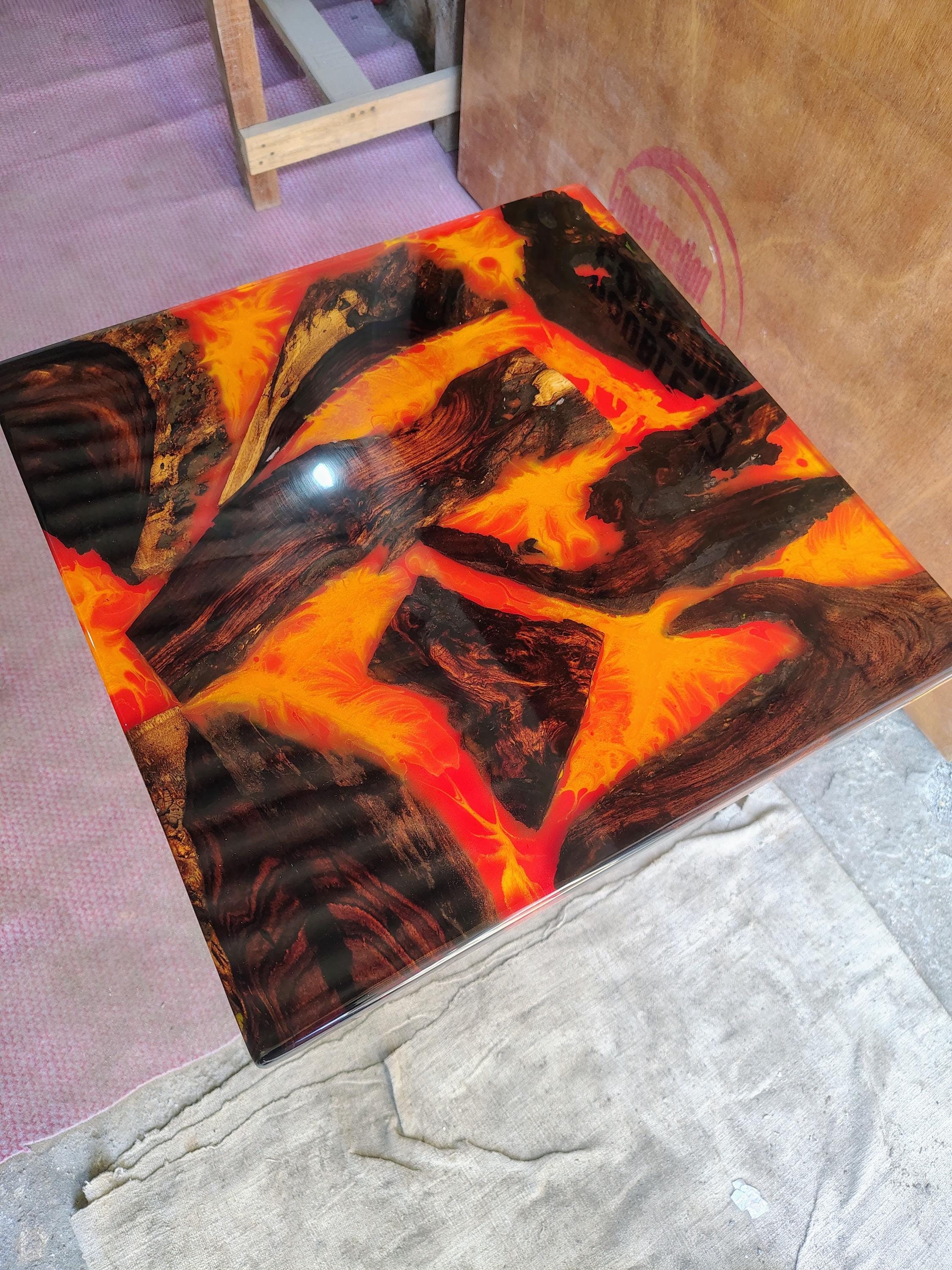 Live Edge Lava Flow Epoxy Resin Table - Handmade Accent Table | Acacia ...