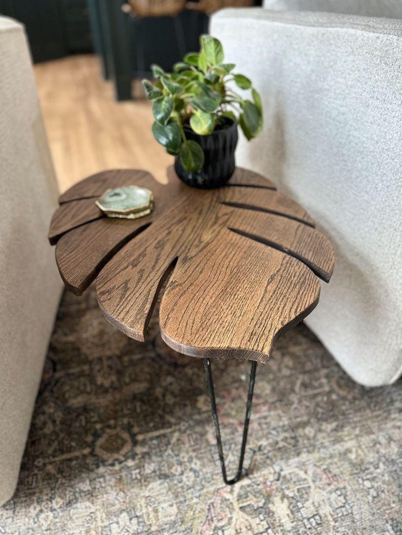 Handmade Leaf Design Wooden Coffee Table 15x12 Inch – Acacia Wood ...