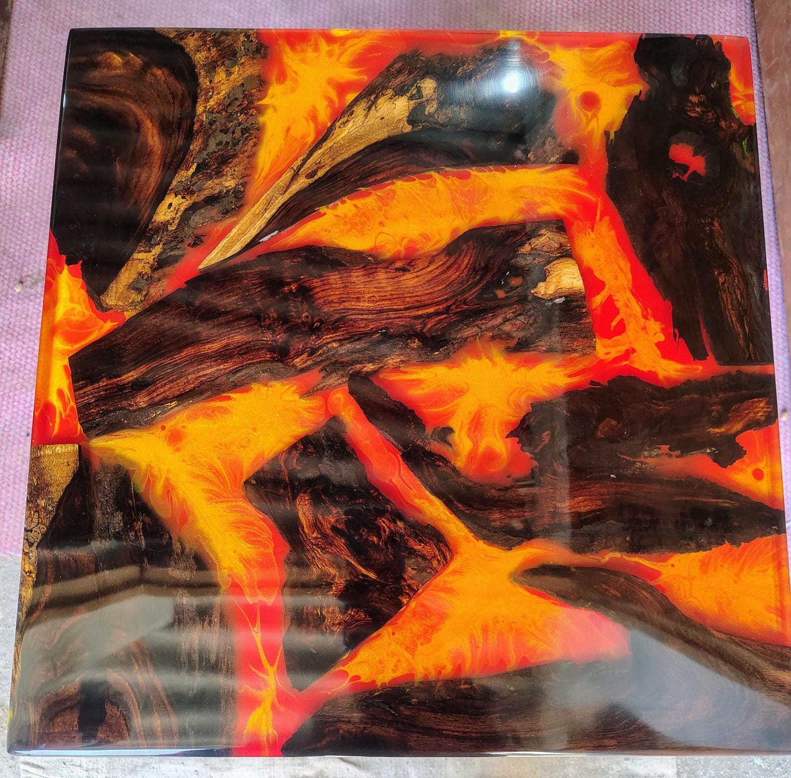 Live Edge Lava Flow Epoxy Resin Table - Handmade Accent Table | Acacia ...