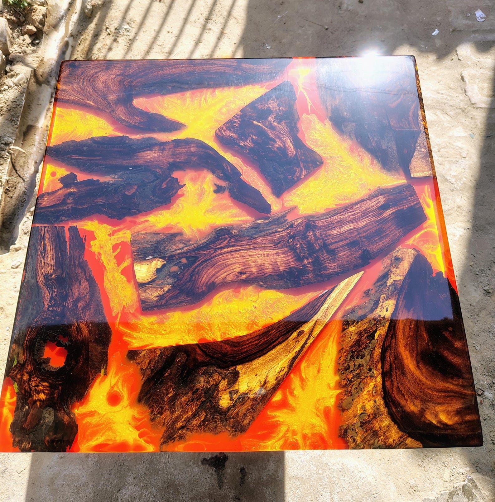 Live Edge Lava Flow Epoxy Resin Table - Handmade Accent Table | Acacia ...