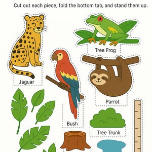 Printable Rainforest Diorama Craft Kit | 3D Habitat Project for Kids ...
