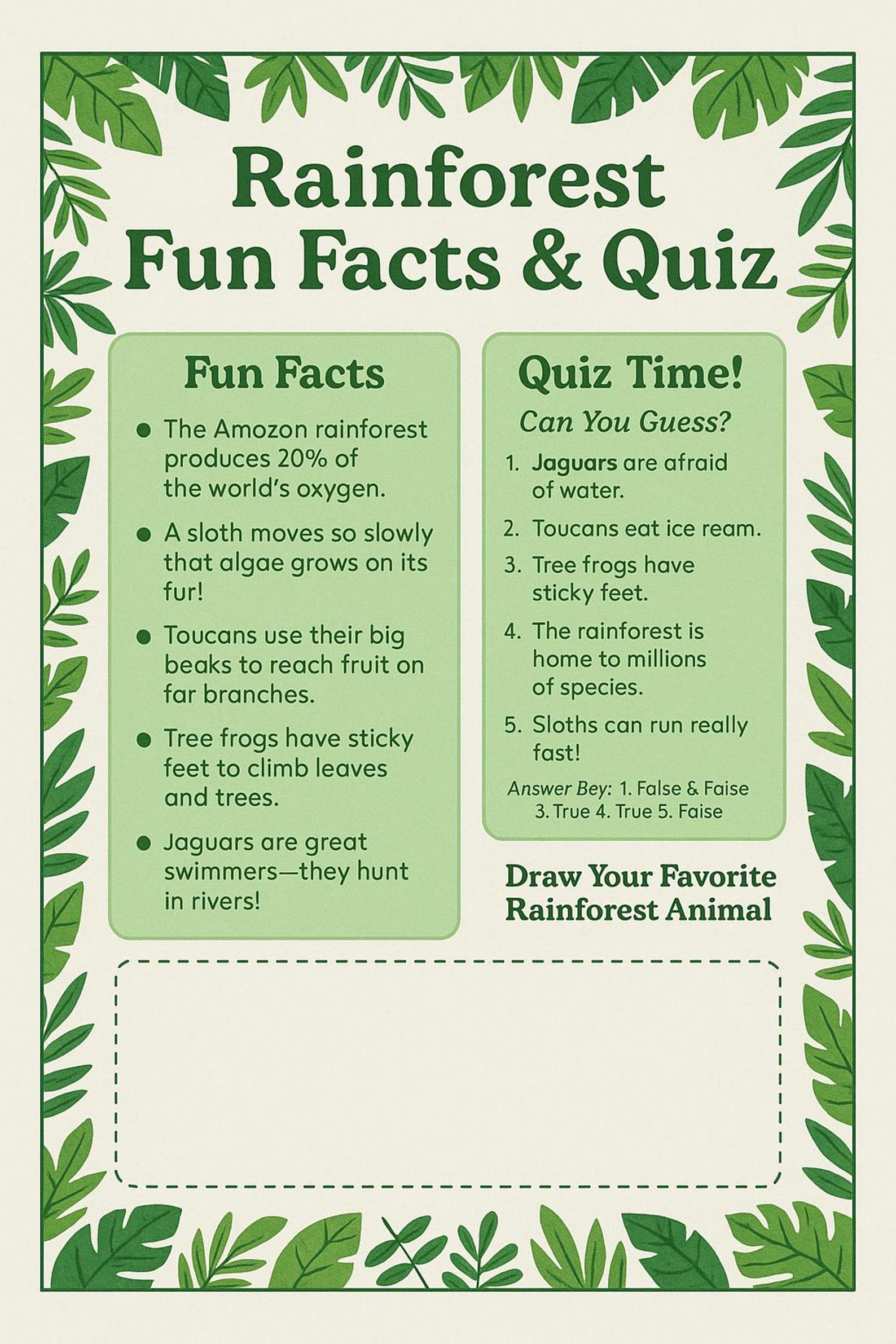 Printable Rainforest Diorama Craft Kit | 3D Habitat Project for Kids ...