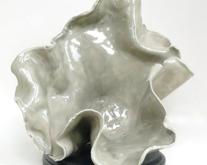 Gray Ceramic Sculpture Abstract Clay Statement Piece Modern ...