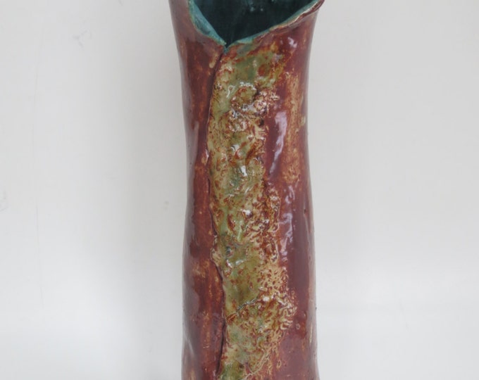 Rustic Ceramic Vase Organic Rust Color Vessel Large Pottery Clay Earth ...