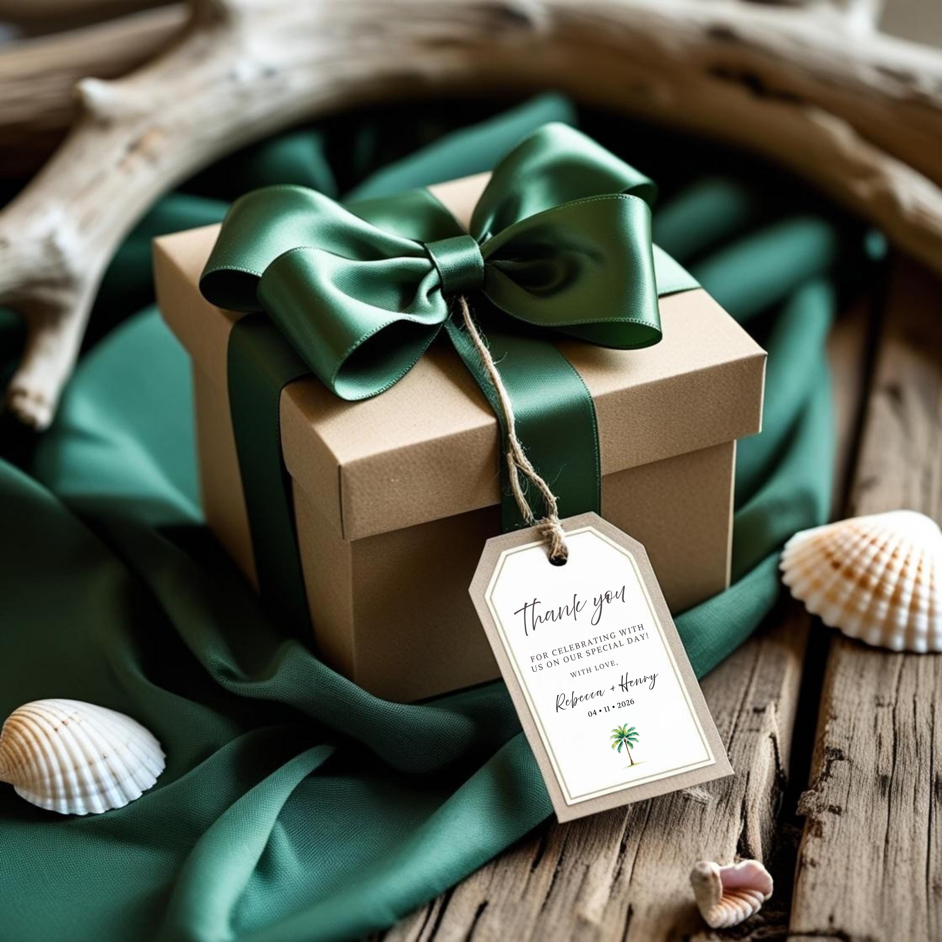 Tropical Destination Wedding Thank You Favor Hanging Tag, Editable Palm ...