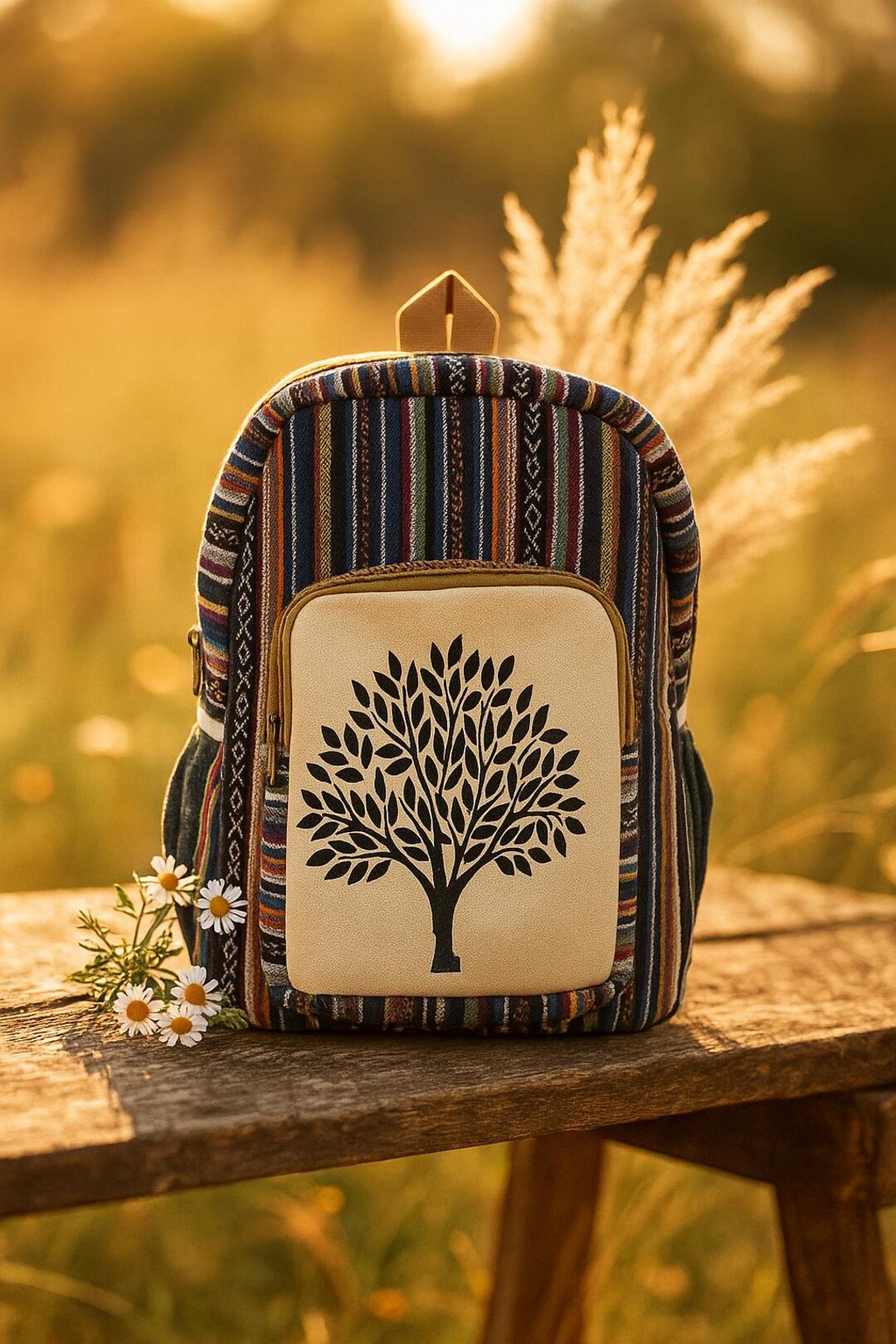 Tree of Life Hemp Backpack: Handmade Boho Rucksack - Etsy