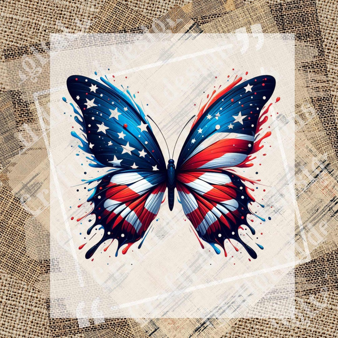 Patriotic Butterfly V2 PNG, American Flag Butterfly, American Flag PNG ...
