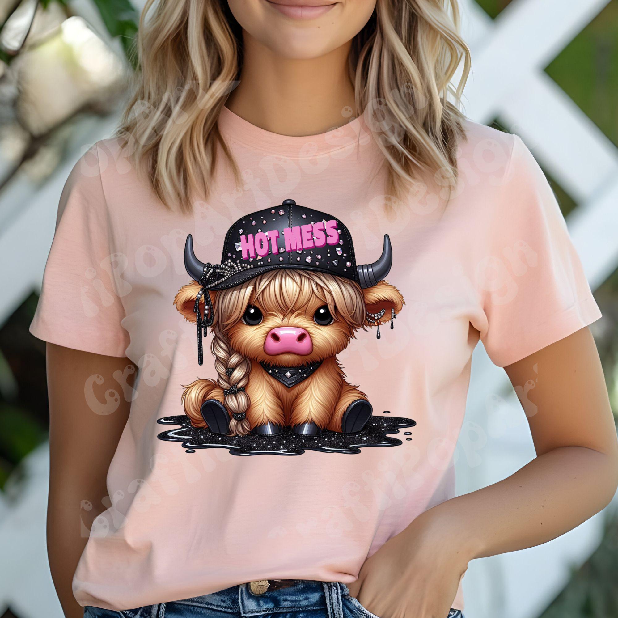 Hot Mess PNG, Highland Cow Png, Baby Cow Hot Mess Png, Funny ...
