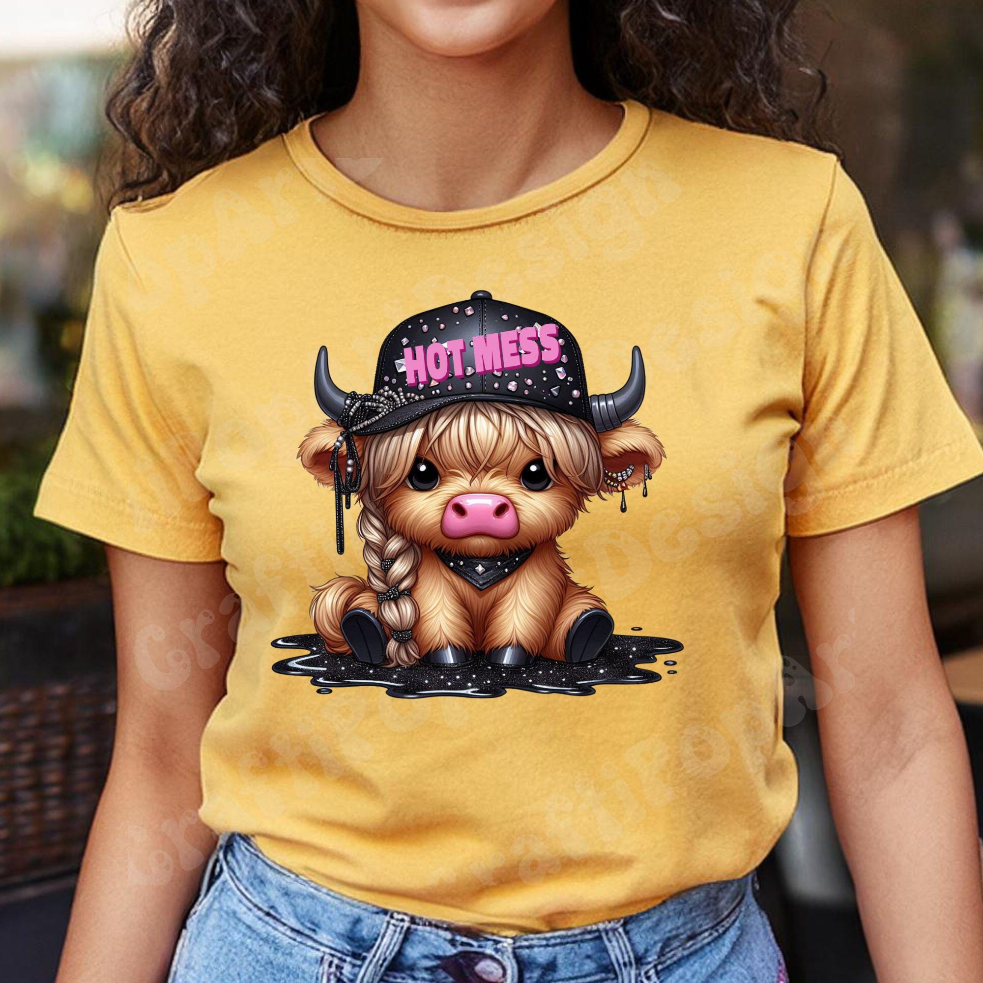 Hot Mess PNG, Highland Cow Png, Baby Cow Hot Mess Png, Funny ...