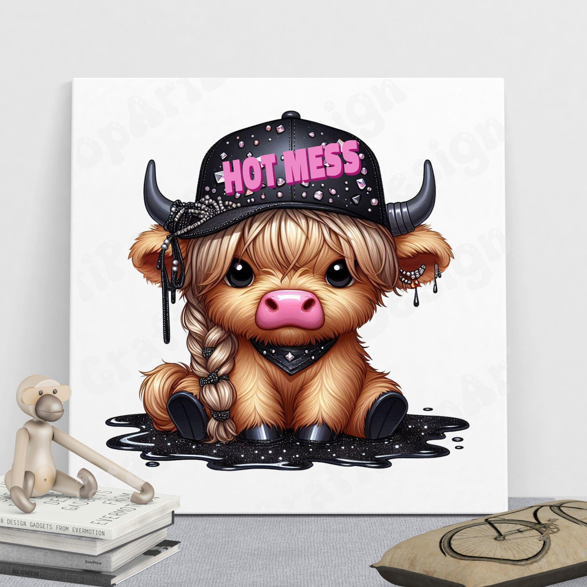 Hot Mess PNG, Highland Cow Png, Baby Cow Hot Mess Png, Funny ...