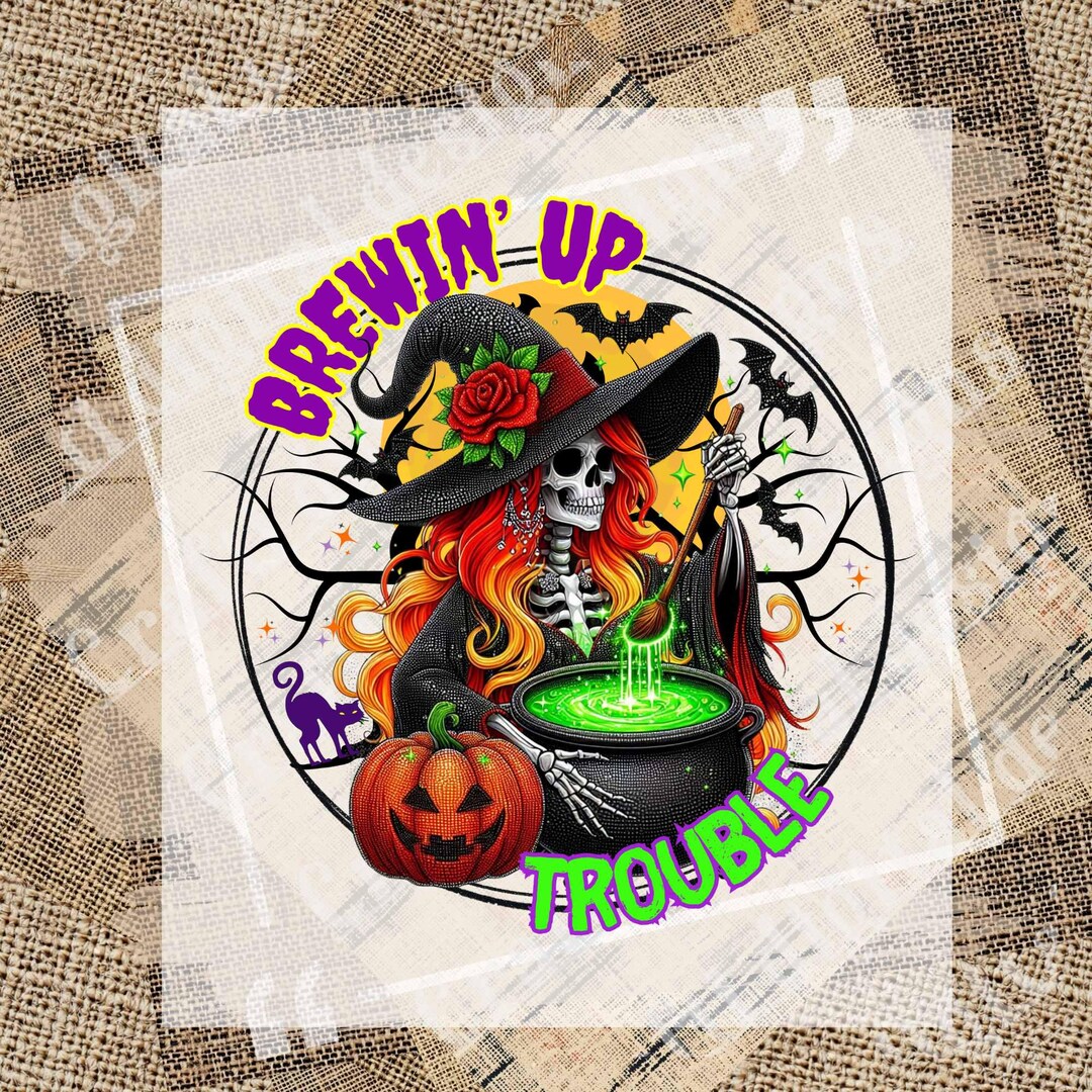 Brewin up Trouble PNG, Witch Cauldron, Pumpkin, Autumn PNG Fall ...