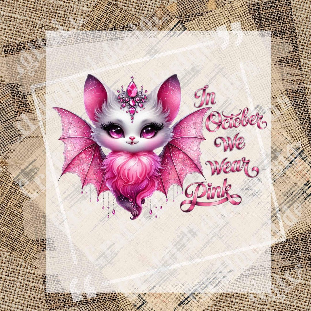 In October We Wear Pink Bat PNG Breast Cancer Awareness Pink Bat ...