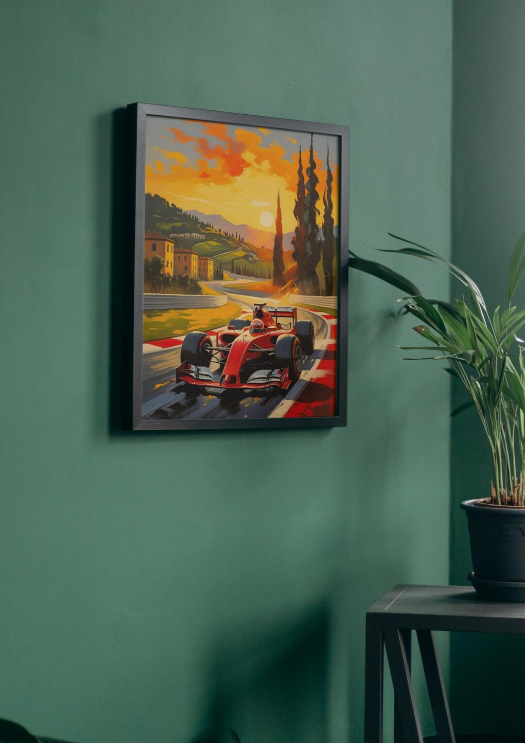 Formula 1 Racing Poster – Italian Sunset Imola Track Print | Red F1 Car ...