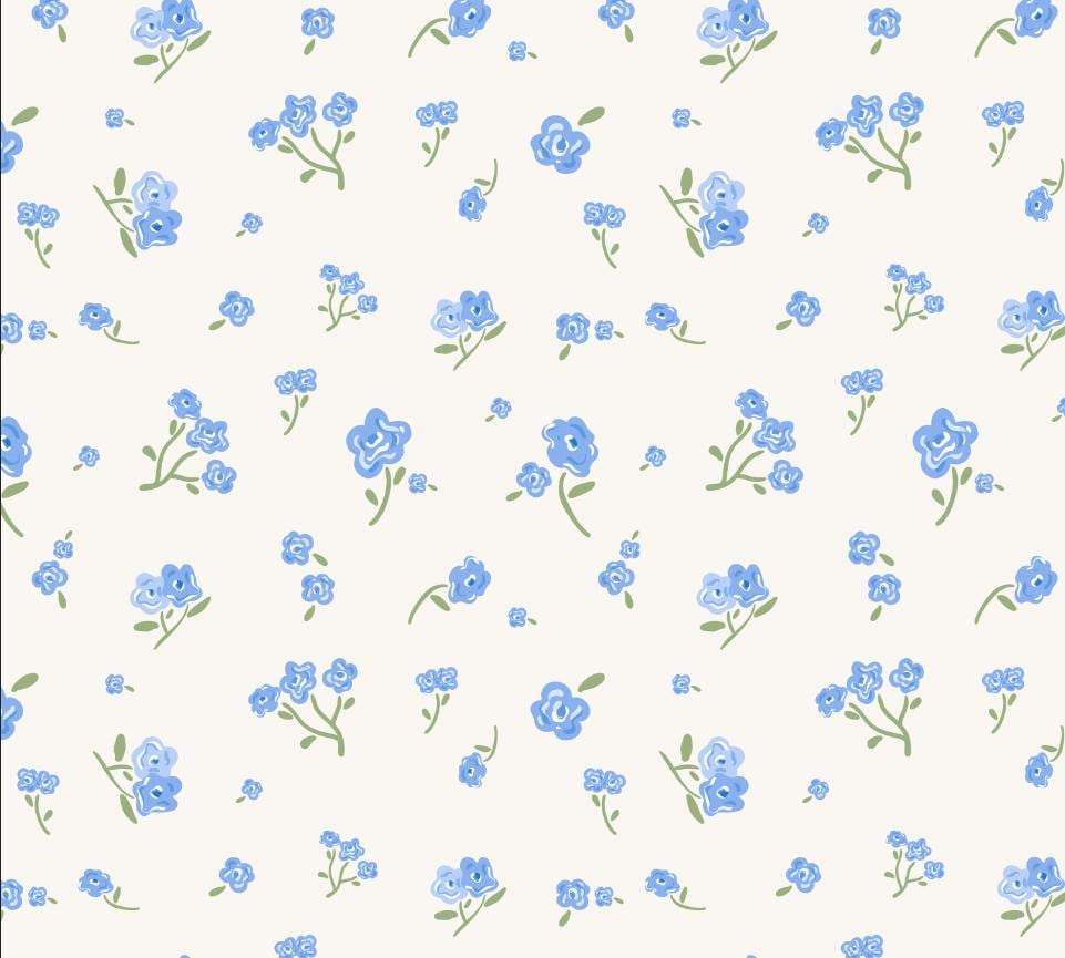 Blue Tiny Shabby Rose Pattern Cotton Cartoon Fabric-diy 100% Cotton ...