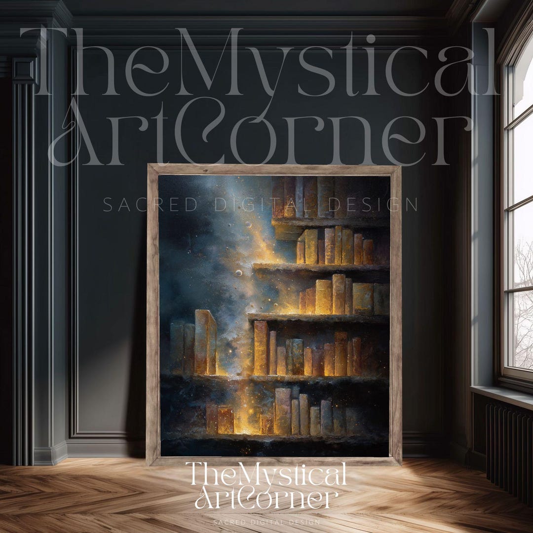 Mystical Printable Bookshelf Wall Art, Book Lover Print, Reading Nook ...