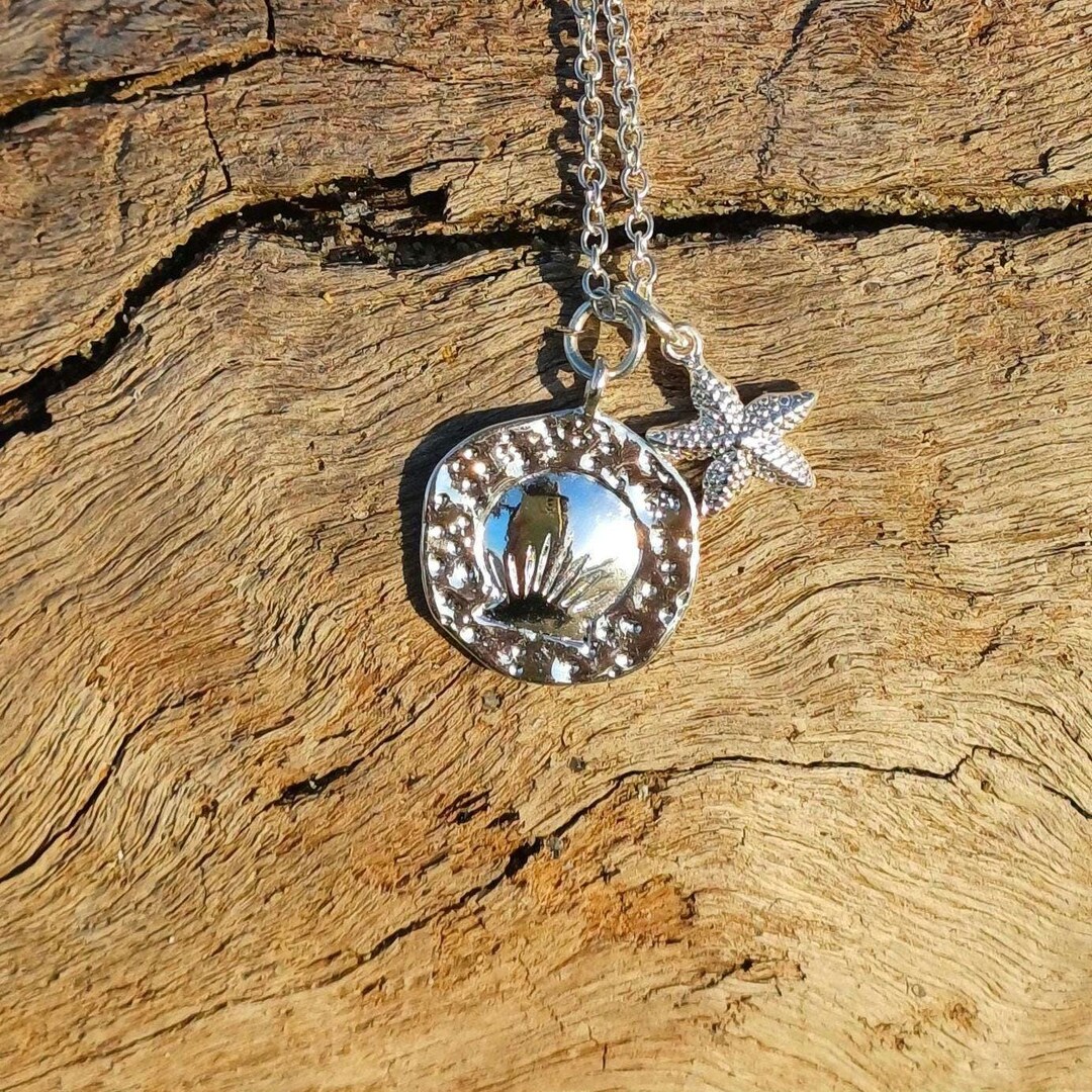 Clam Shell Necklace With Mini Starfish Charm, Silver-plated Tarnish ...