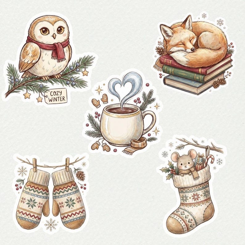 Cozy Winter Digital Sticker Pack – 29 PNG | Instant Download - Etsy