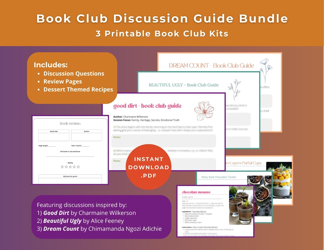 Book Club Discussion Guide Bundle | 3 Printable Kits | Questions ...