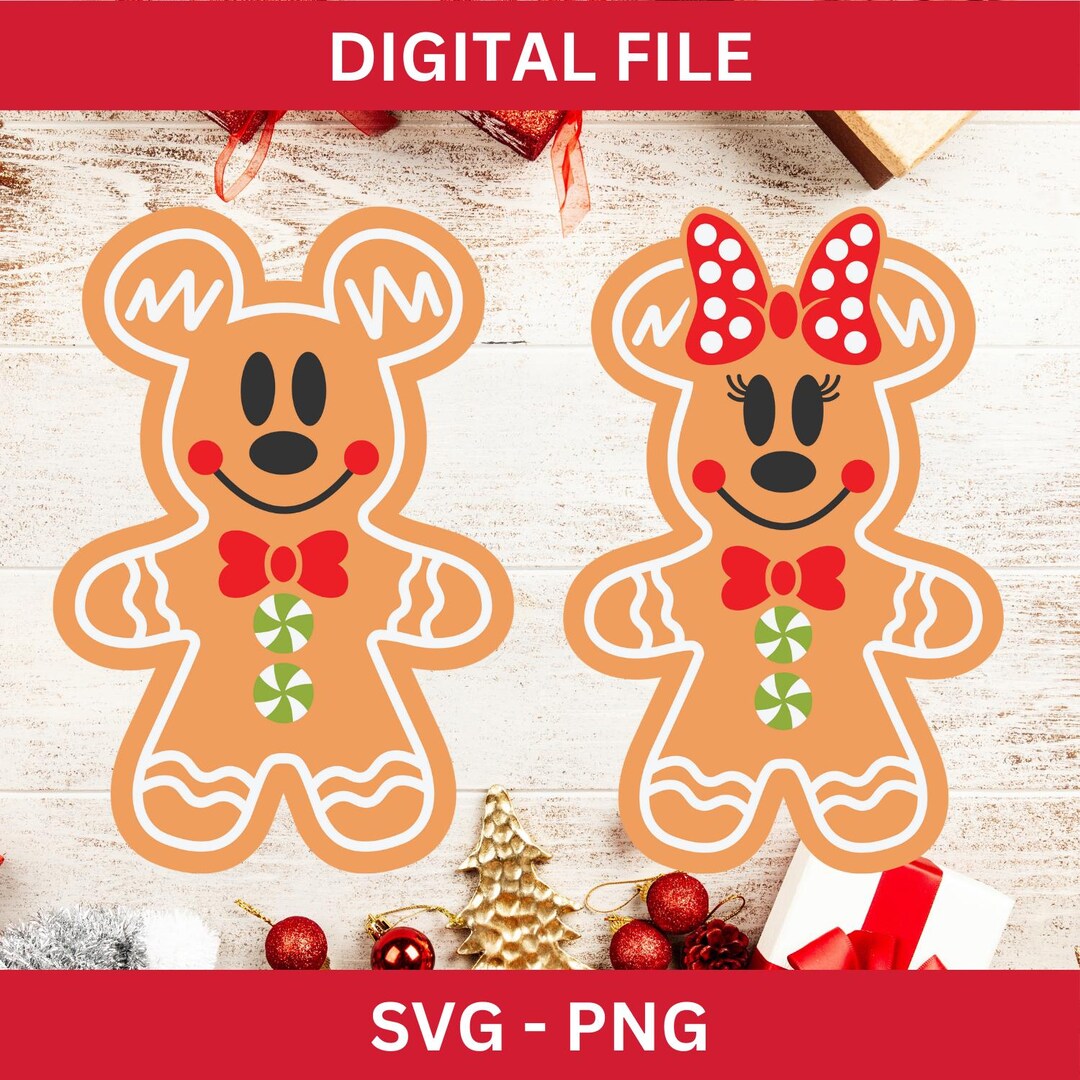 Mickey and Minnie Gingerbread Cookie SVG Disney Christmas SVG Laser Cut ...