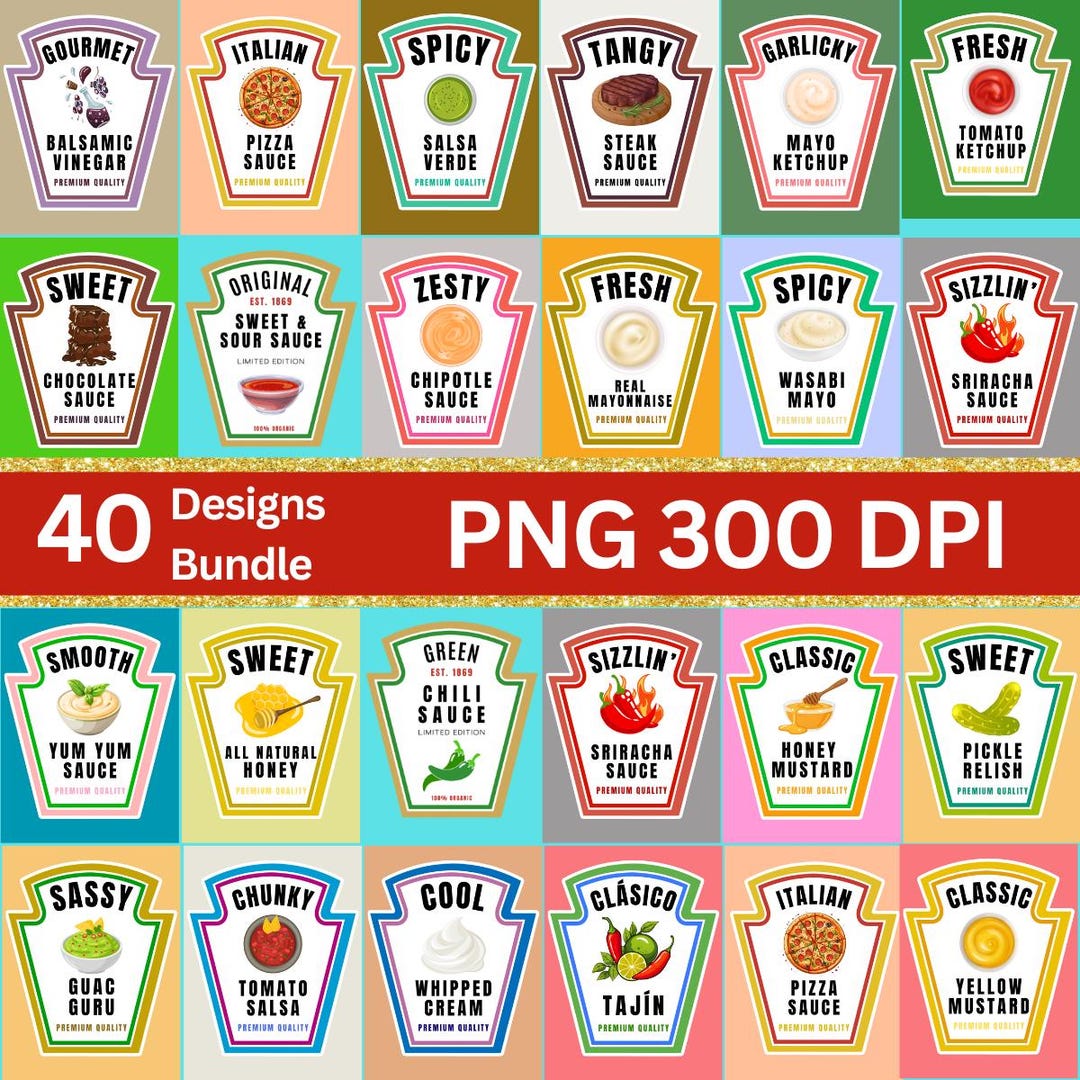 40+ Condiments Halloween PNG Bundle Condiments Shirt Costume Labels ...