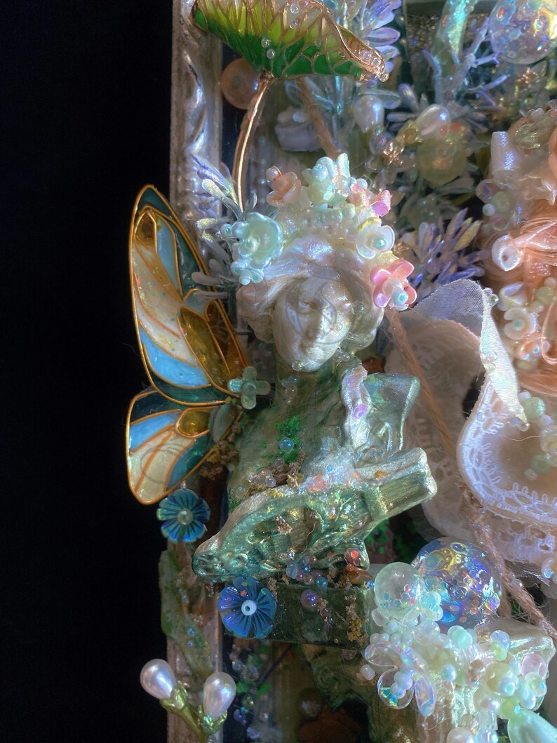 Handmade Fairy Shadow Box | Nature Nymph Wall Art | Dreamy Green ...