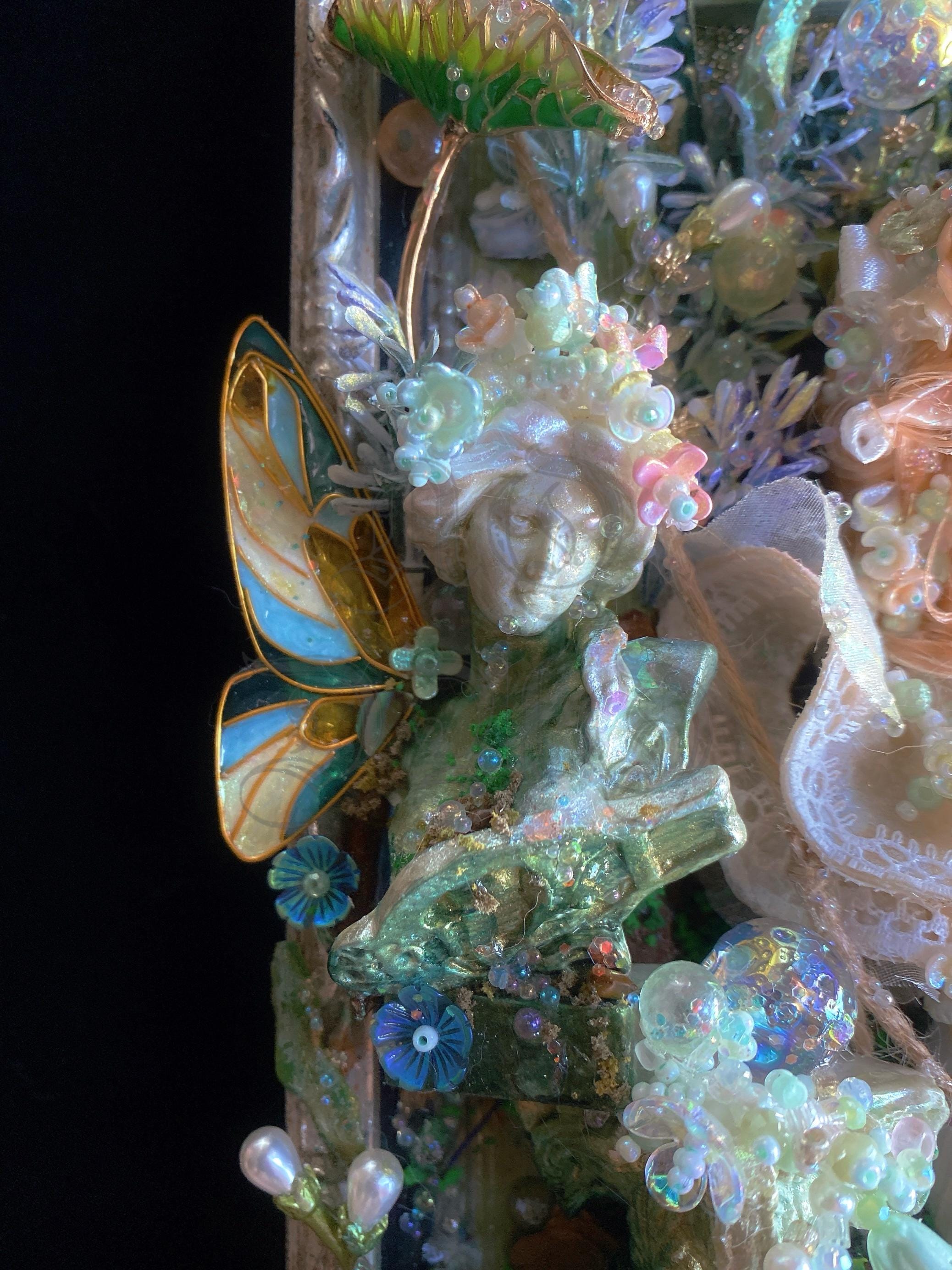 Handmade Fairy Shadow Box | Nature Nymph Wall Art | Dreamy Green ...