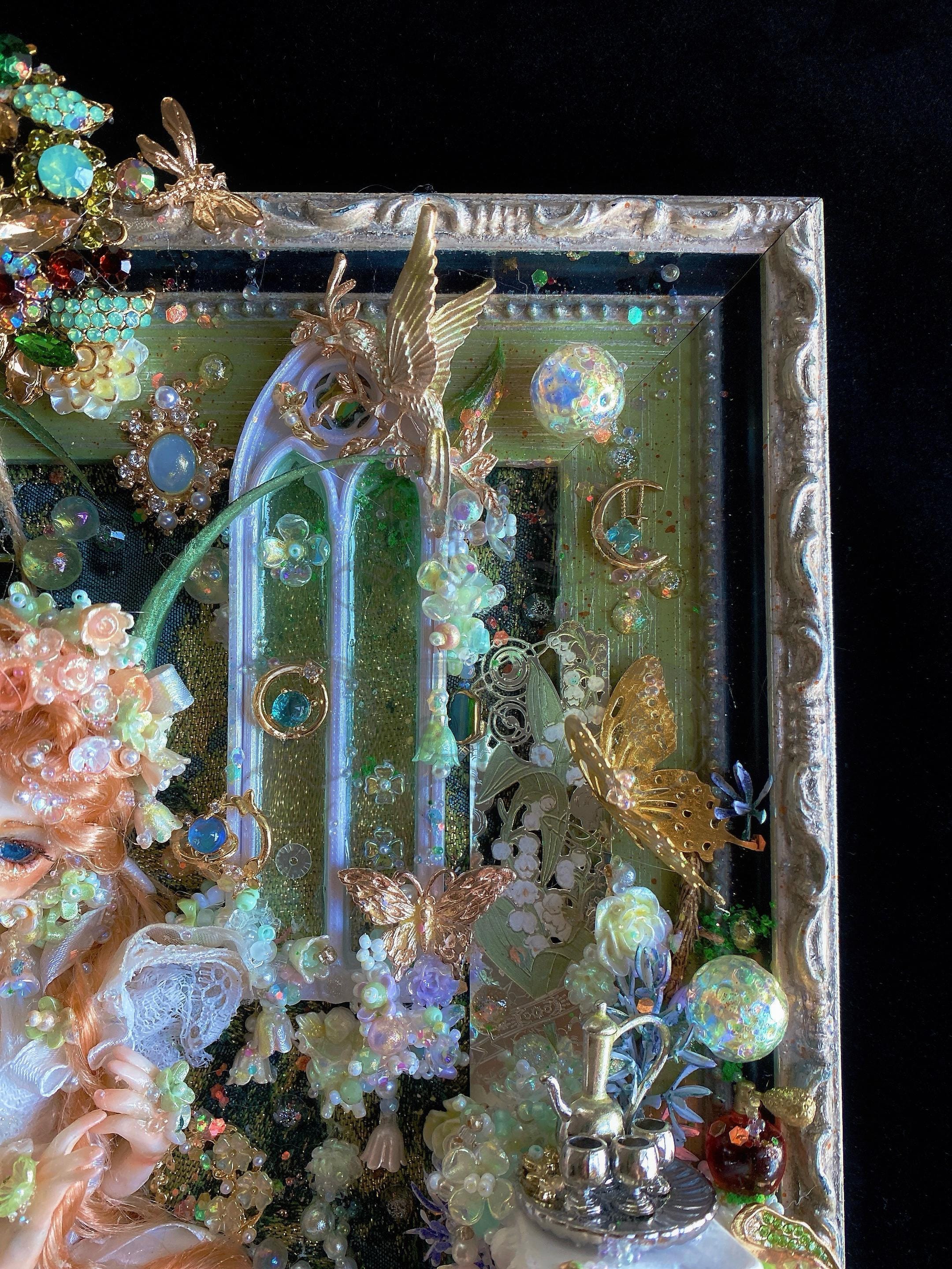 Handmade Fairy Shadow Box | Nature Nymph Wall Art | Dreamy Green ...