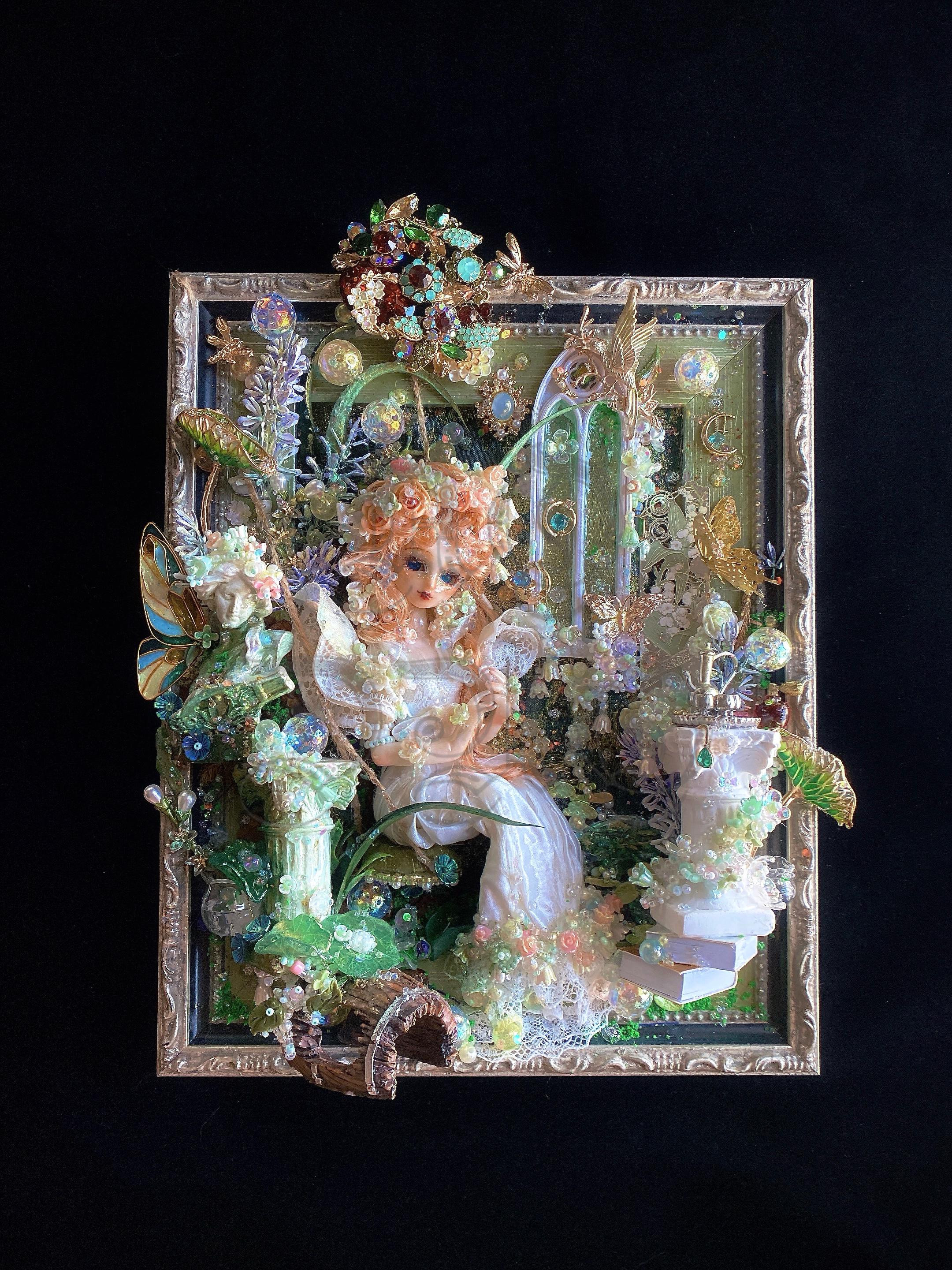 Handmade Fairy Shadow Box | Nature Nymph Wall Art | Dreamy Green ...