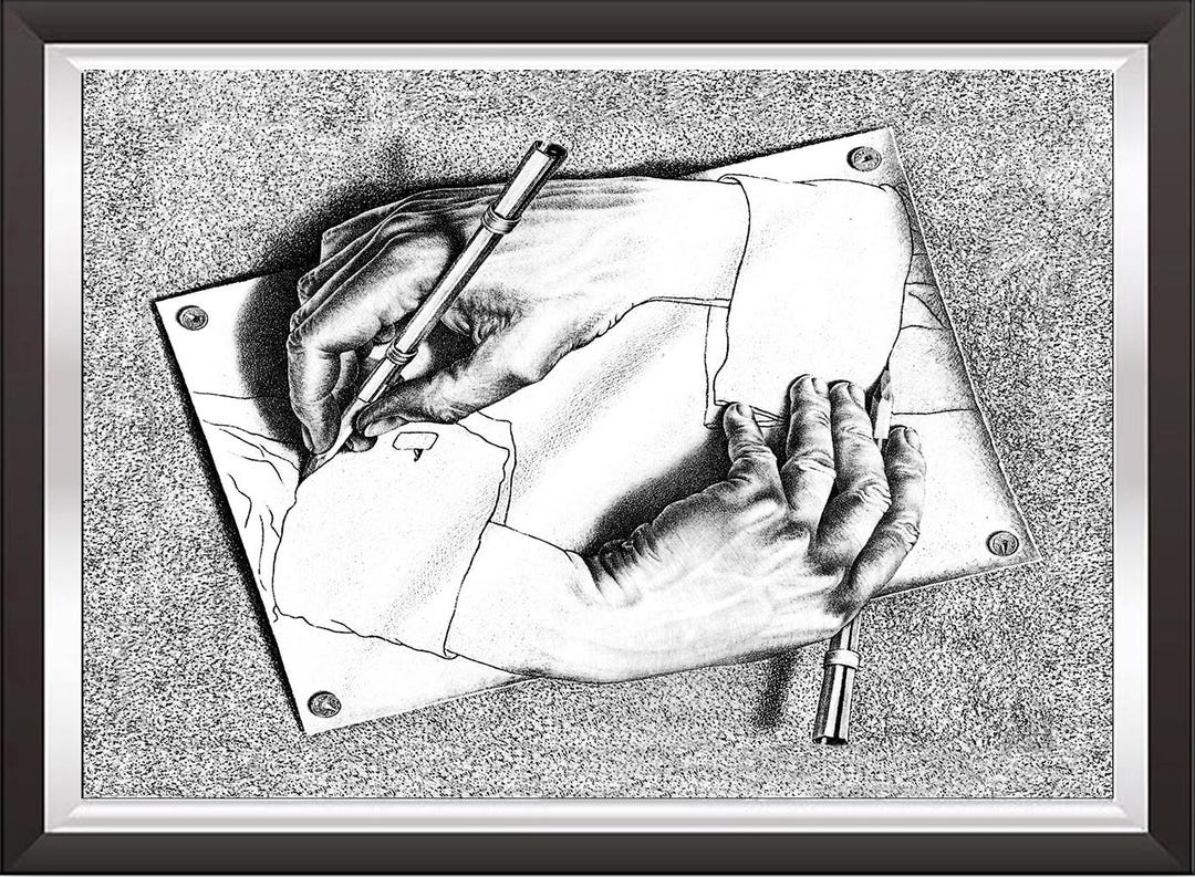 Poster "drawing Hands" Homage to Escher Modern Art-graphic Giclée Print ...