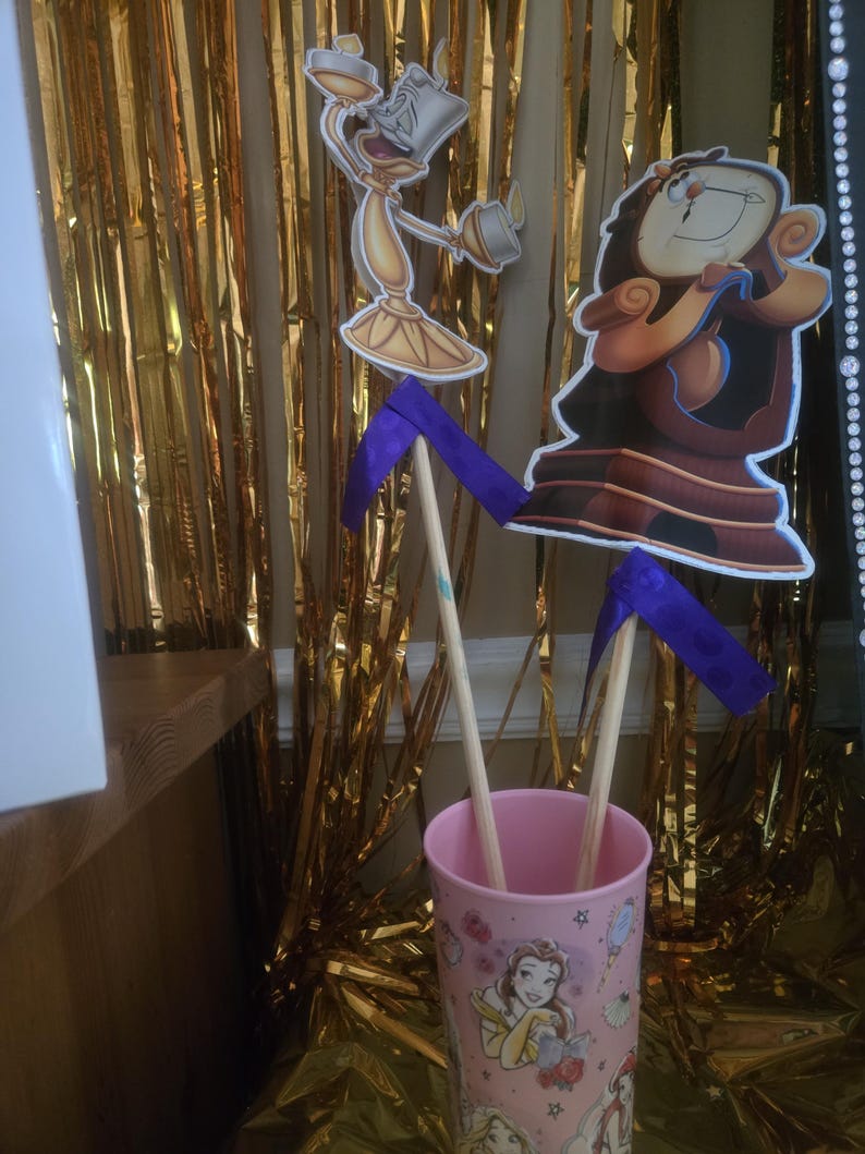 Beauty and the Beast Centerpiece, Cake Topper, Double-sided, Digital ...