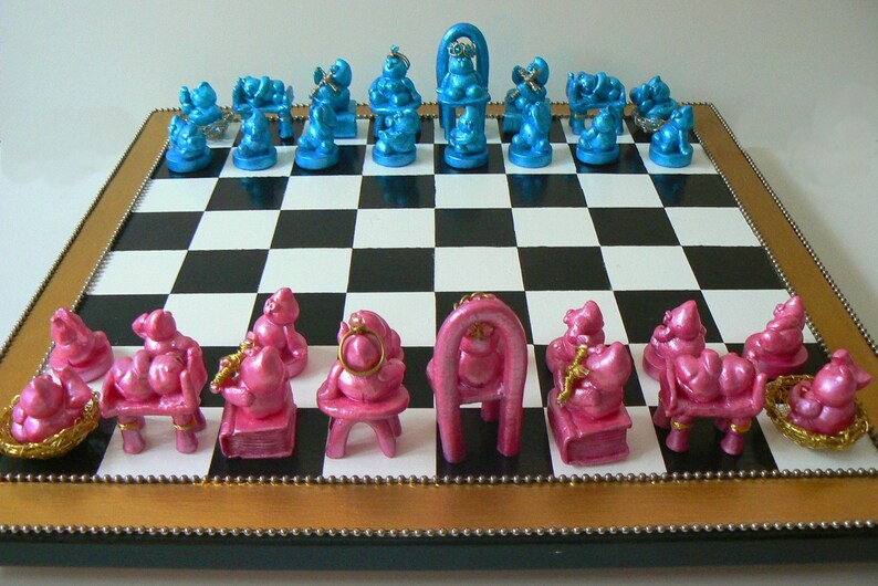 Handmade Chess Set Collector Chess Set Playful Colorful Humorous ...