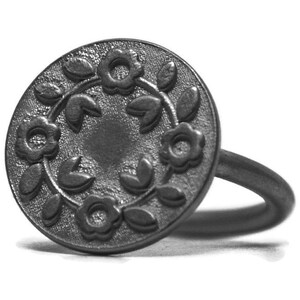 Gold & Silver Flower Ring, Embossed Texture Matte Finish, Round Floral ...