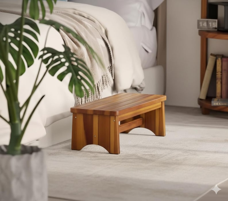 Acacia Wood Step Stool, Extra Wide 26in, Heavy Duty - Etsy