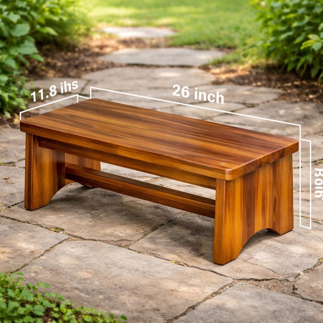 Acacia Wood Step Stool, Extra Wide 26in, Heavy Duty - Etsy