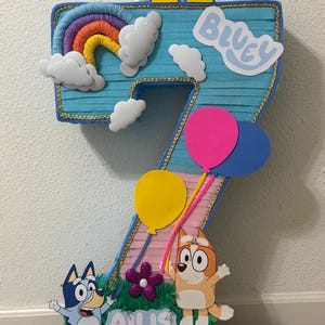 Bluey & Bingo Number Piñata: Handmade Birthday Party Decoration - Etsy