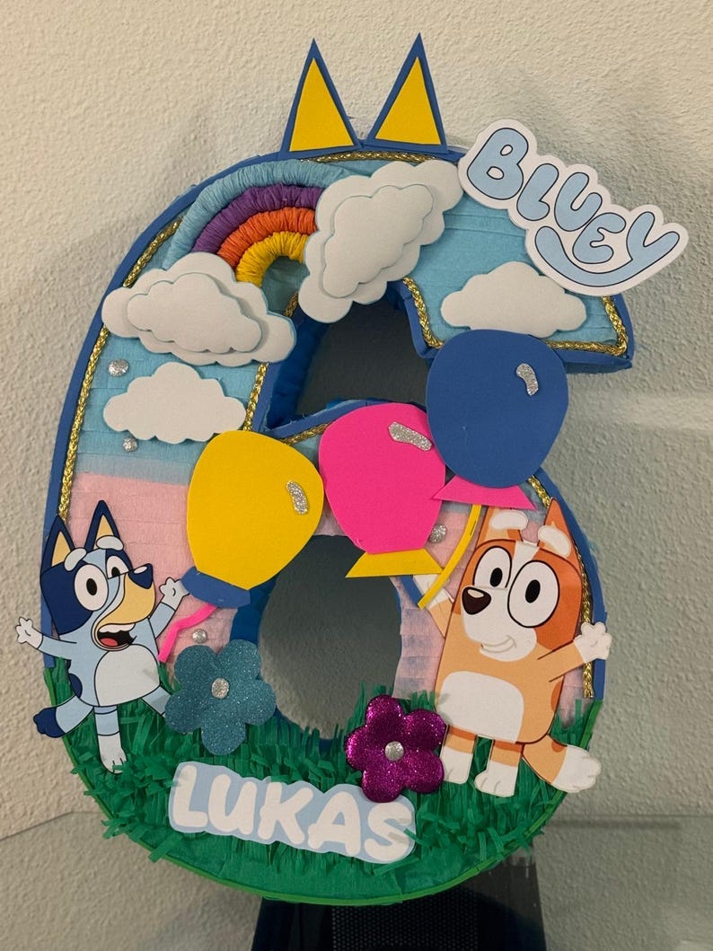 Bluey & Bingo Number Piñata: Handmade Birthday Party Decoration - Etsy