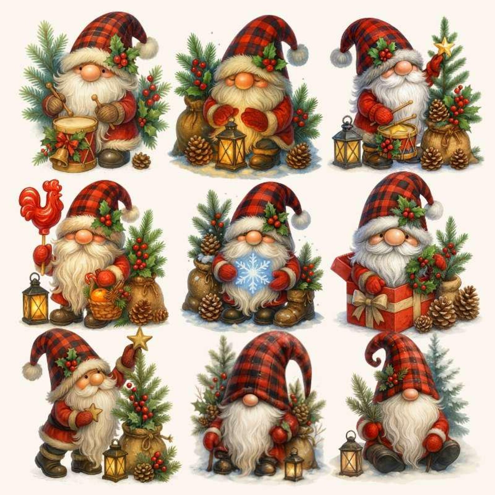 Christmas Gnomes PNG Clipart | Rustic Winter Woodland Art - Etsy