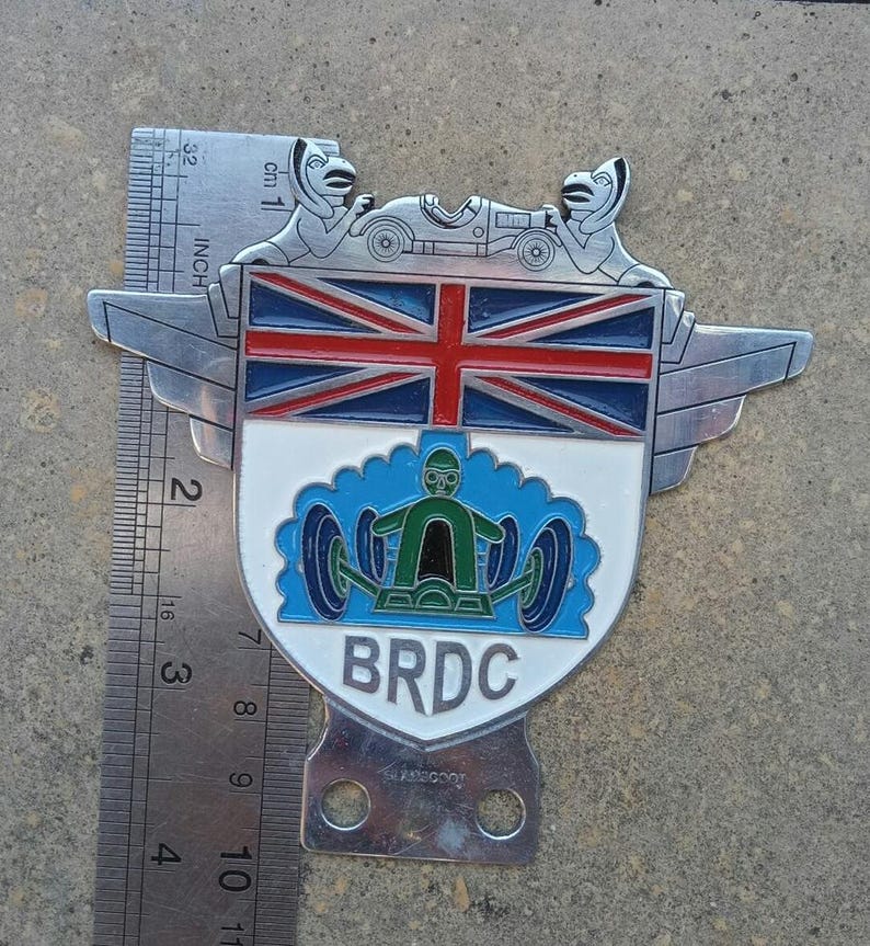 Vintage AUTOMOBILE Car Mascot Hood Ornamen BRDC British Racing Drivers ...