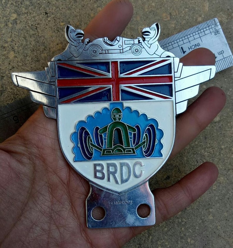 Vintage AUTOMOBILE Car Mascot Hood Ornamen BRDC British Racing Drivers ...