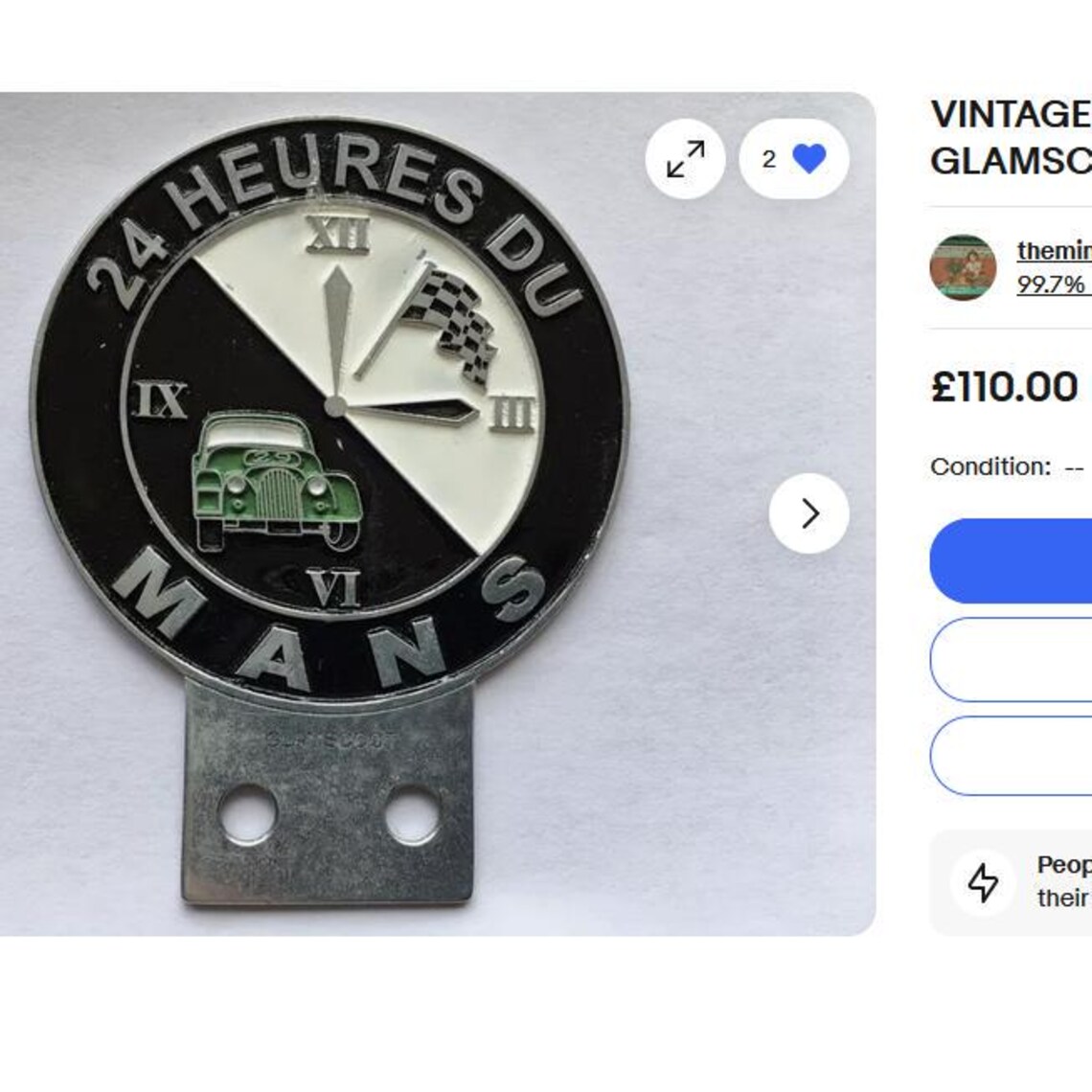 Car Grille Emblem Badge 24 Hour LE Mans AC Vintage Winner Emblem LG242 ...