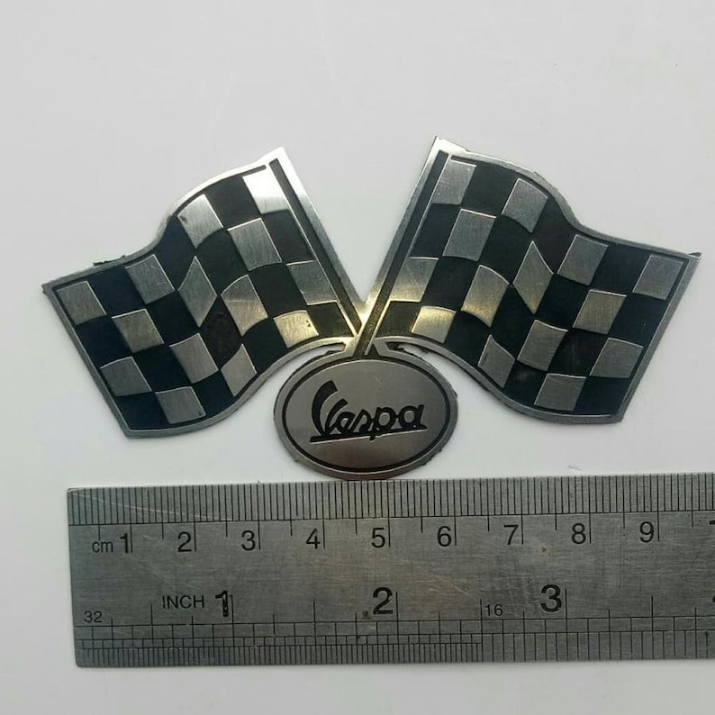 Vintage Emblem Vespa Badge Cross Flag Racing Metal Stenless Placca ...