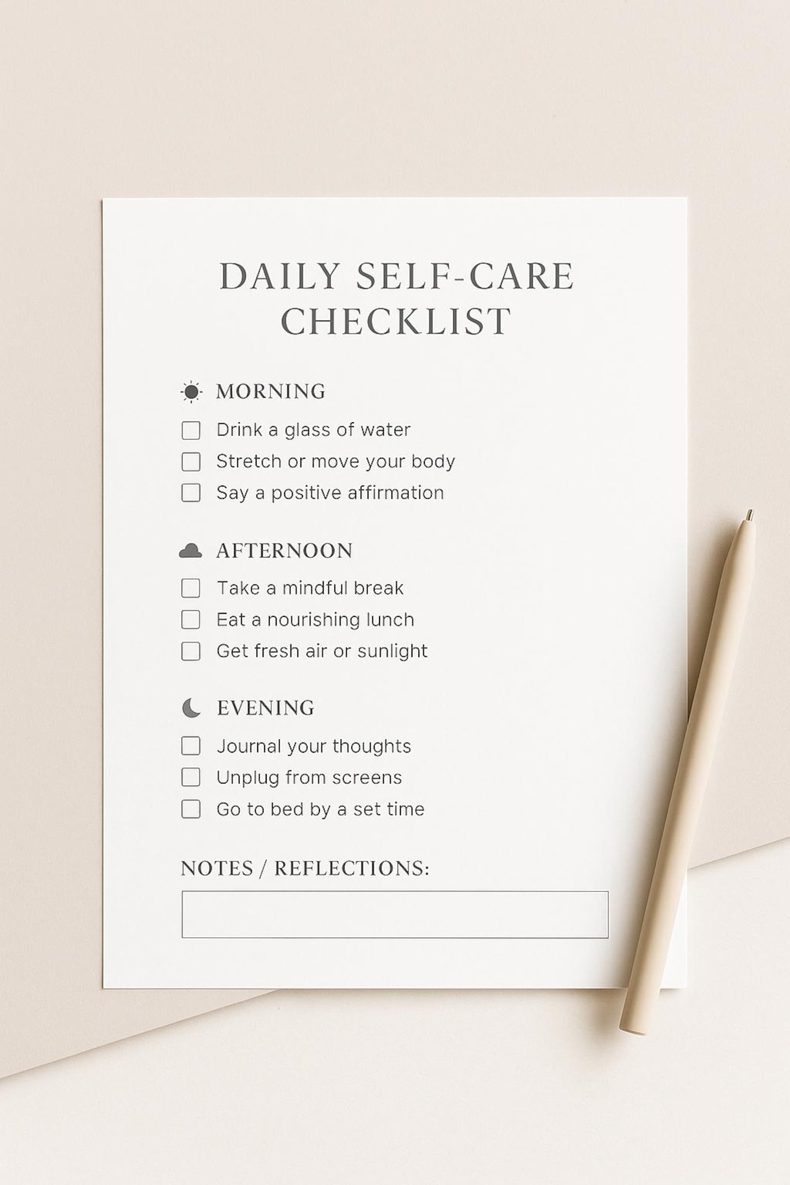 Daily Self-care Checklist - Printable PDF - Etsy