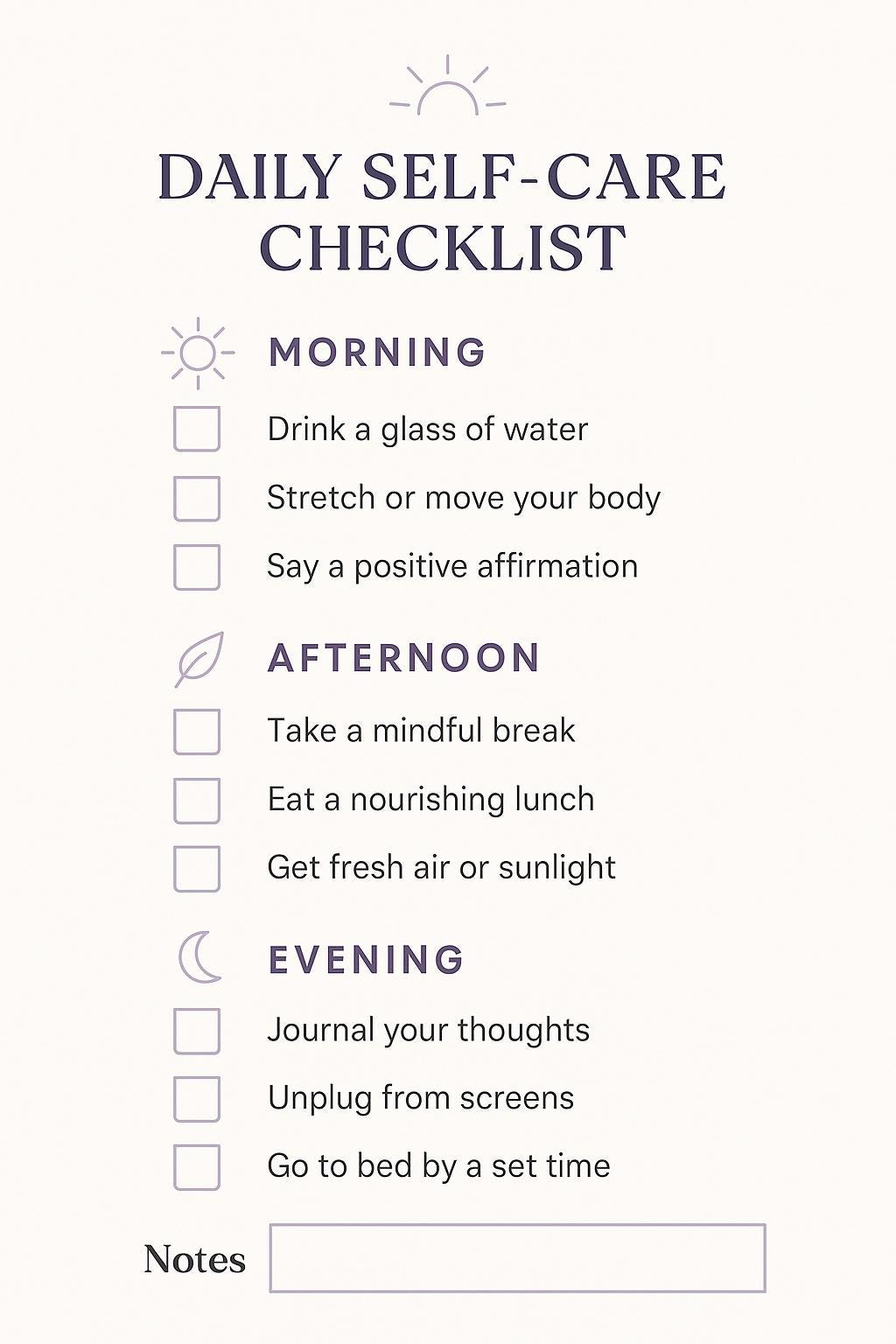 Daily Self-care Checklist - Printable PDF - Etsy