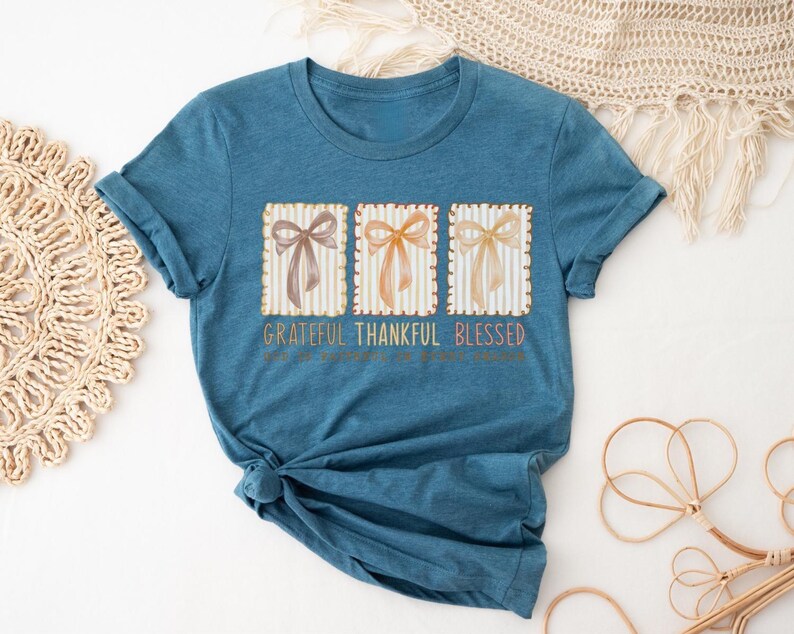 Cozy Christian Fall Shirt, Grateful Thankful Blessed Tee - Etsy
