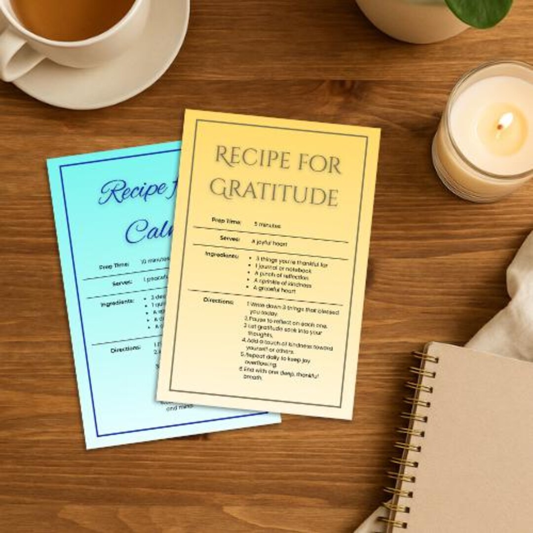 Printable Wellness Recipe Cards | 6 Positive Mindset Recipes | Self ...