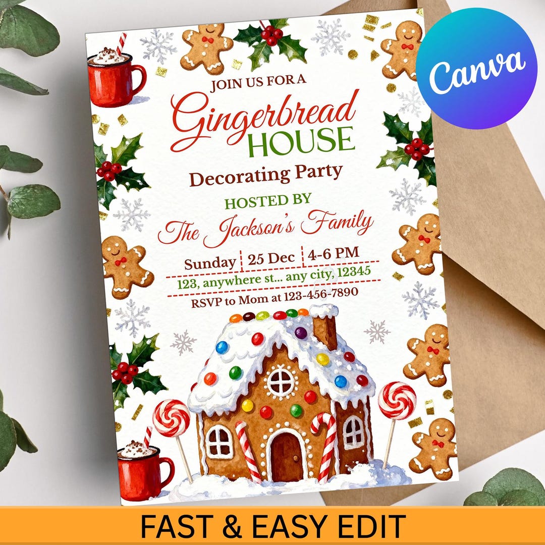 Gingerbread Decorating Party Invitation, Holiday Cookie Party Invite ...